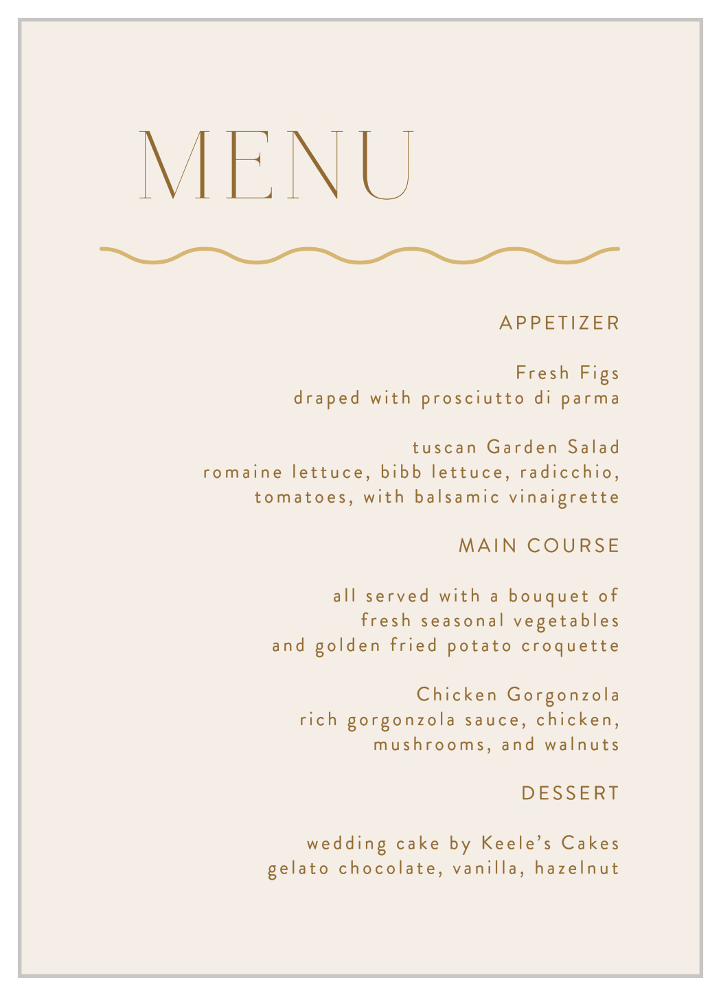 Simple Wave Wedding Arch Menus by Basic Invite