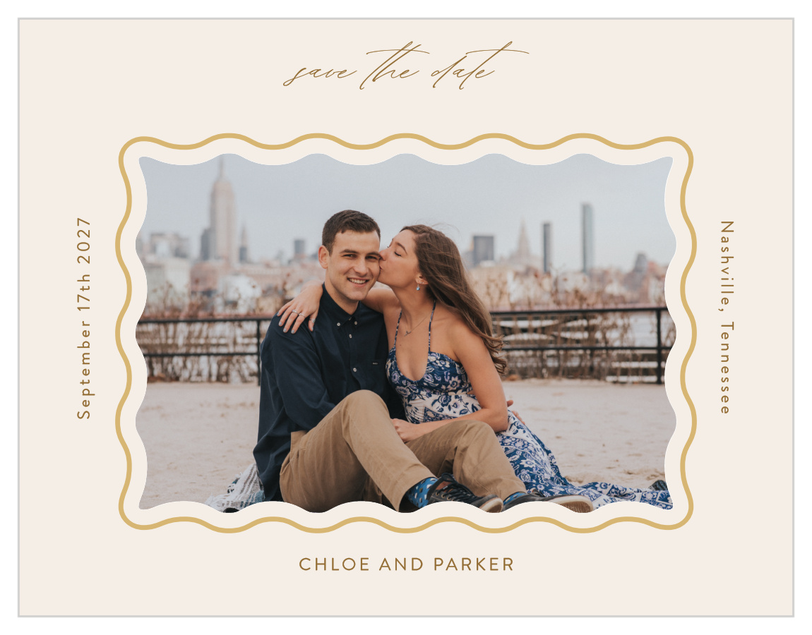 Simple Wave Wedding Arch Save the Date Magnets by Basic Invite