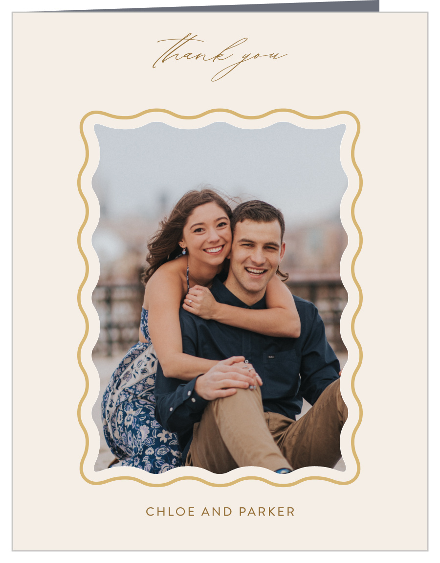 Simple Wave Wedding Arch Thank You Cards by Basic Invite