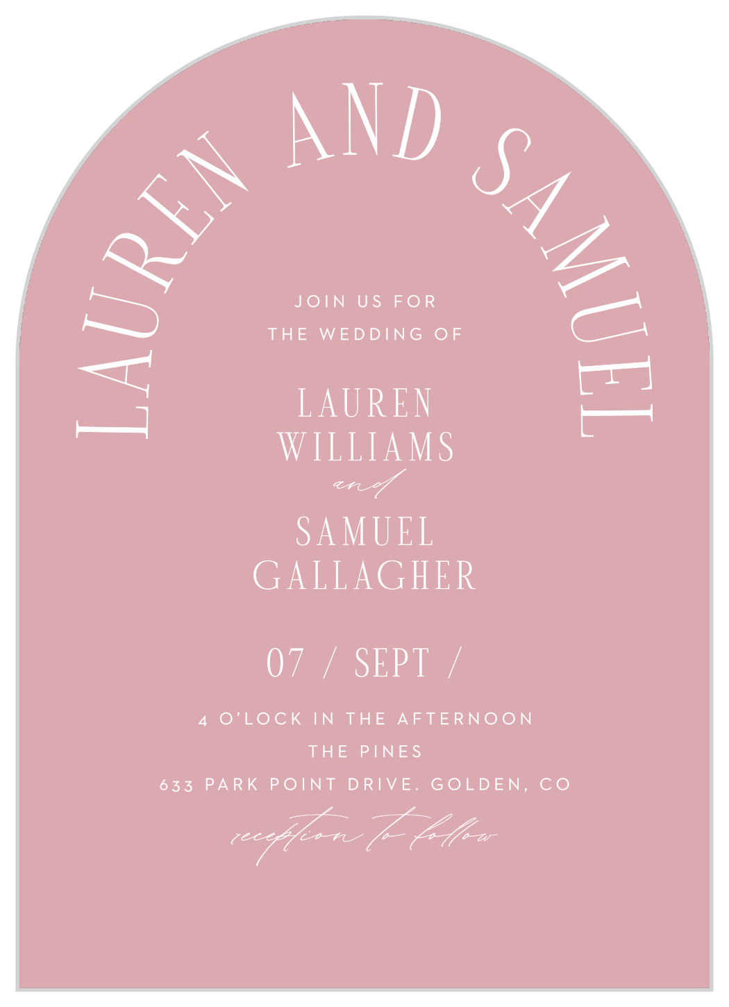 Typographic Love Wedding Arch Invitations by Basic Invite