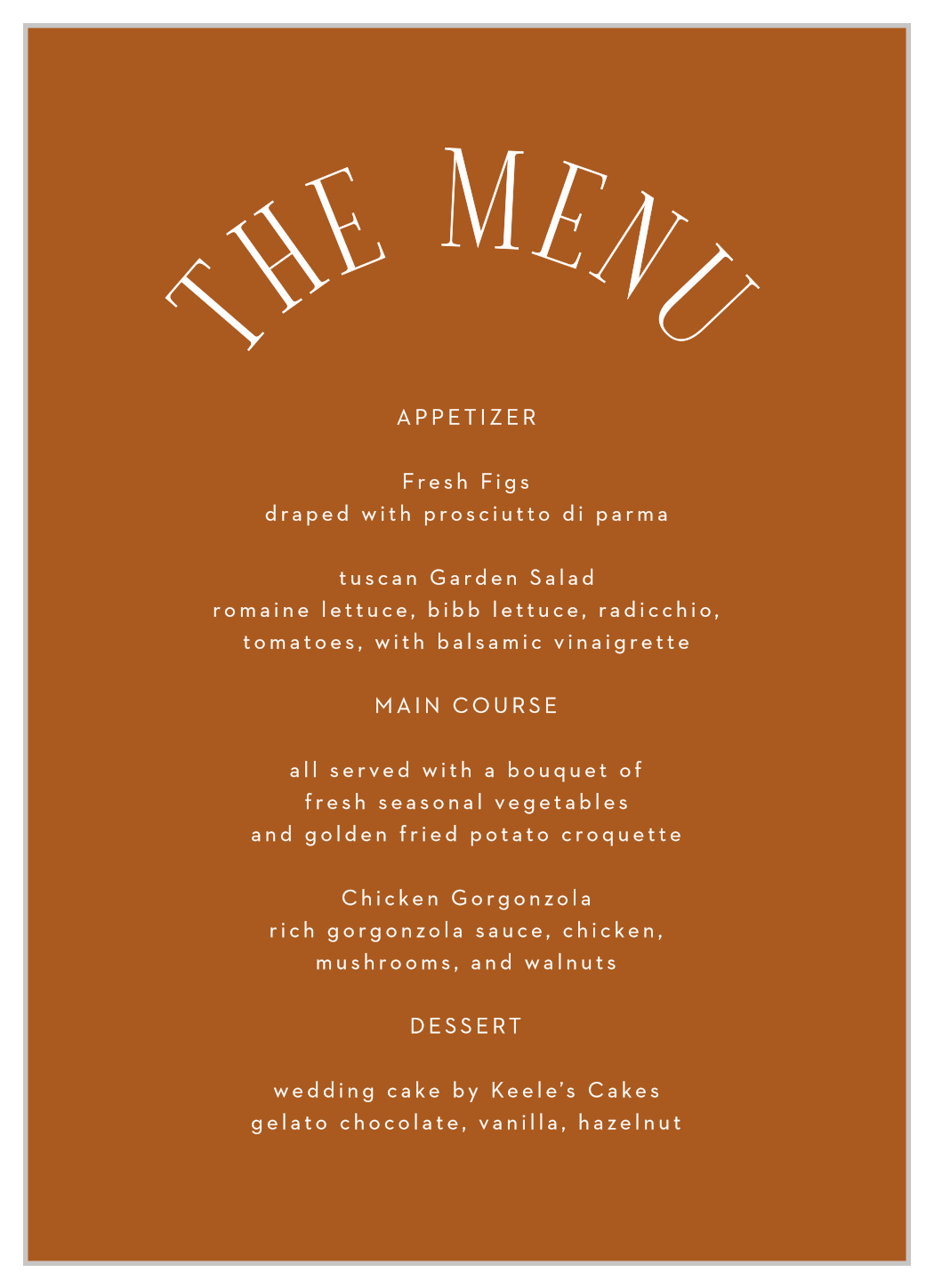 Typographic Love Wedding Arch Menus by Basic Invite