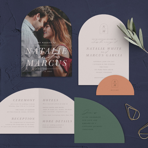 Color Blocks Wedding Arch Invitations by Basic Invite