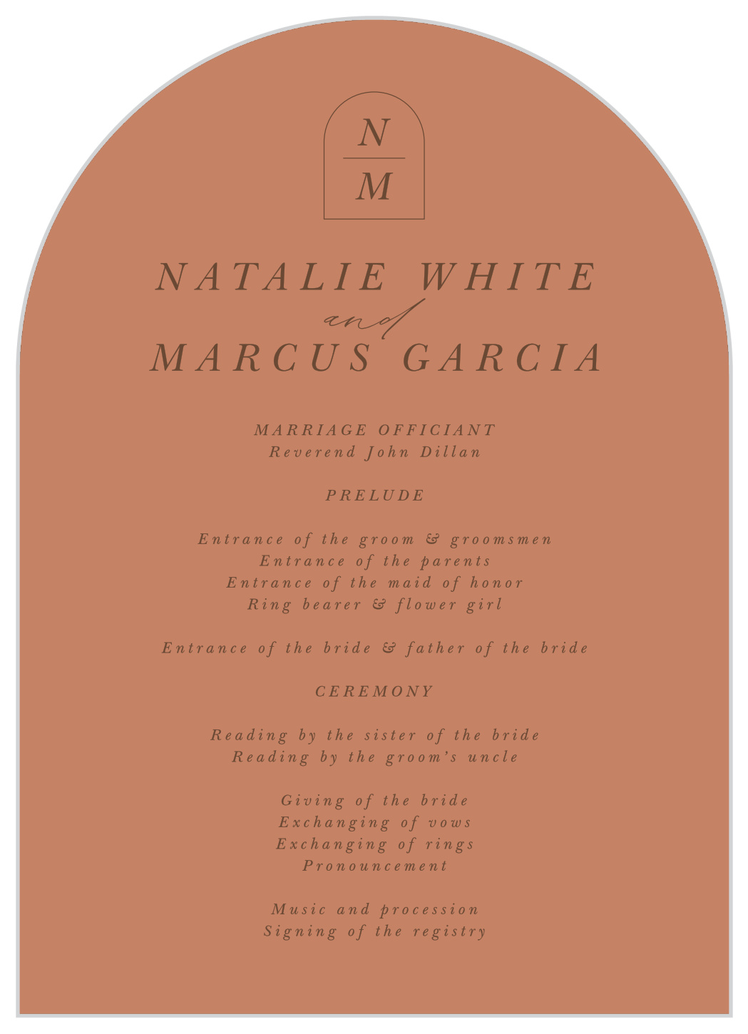 Color Blocks Wedding Arch Programs by Basic Invite
