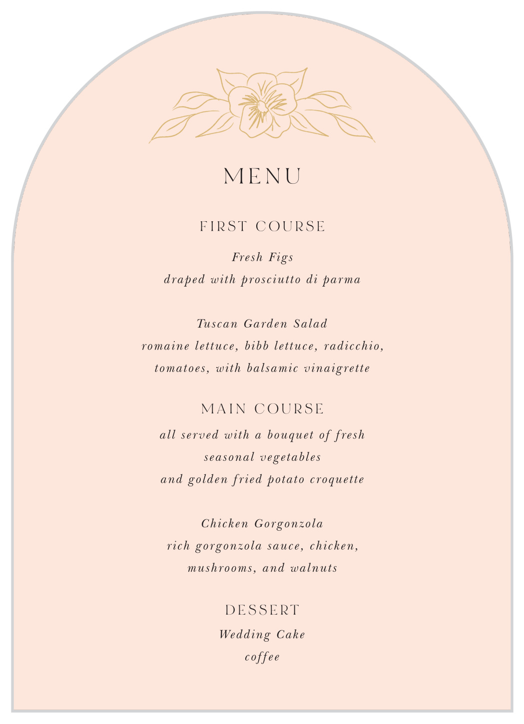Petit Jardin Wedding Arch Menus by Basic Invite