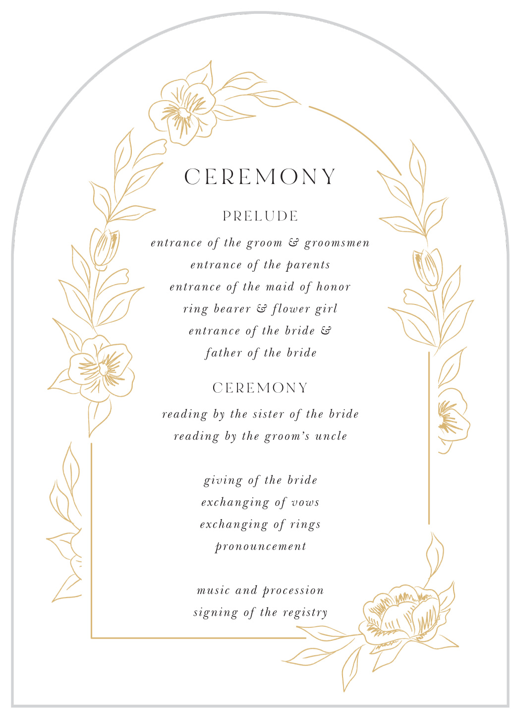 Petit Jardin Wedding Arch Programs by Basic Invite