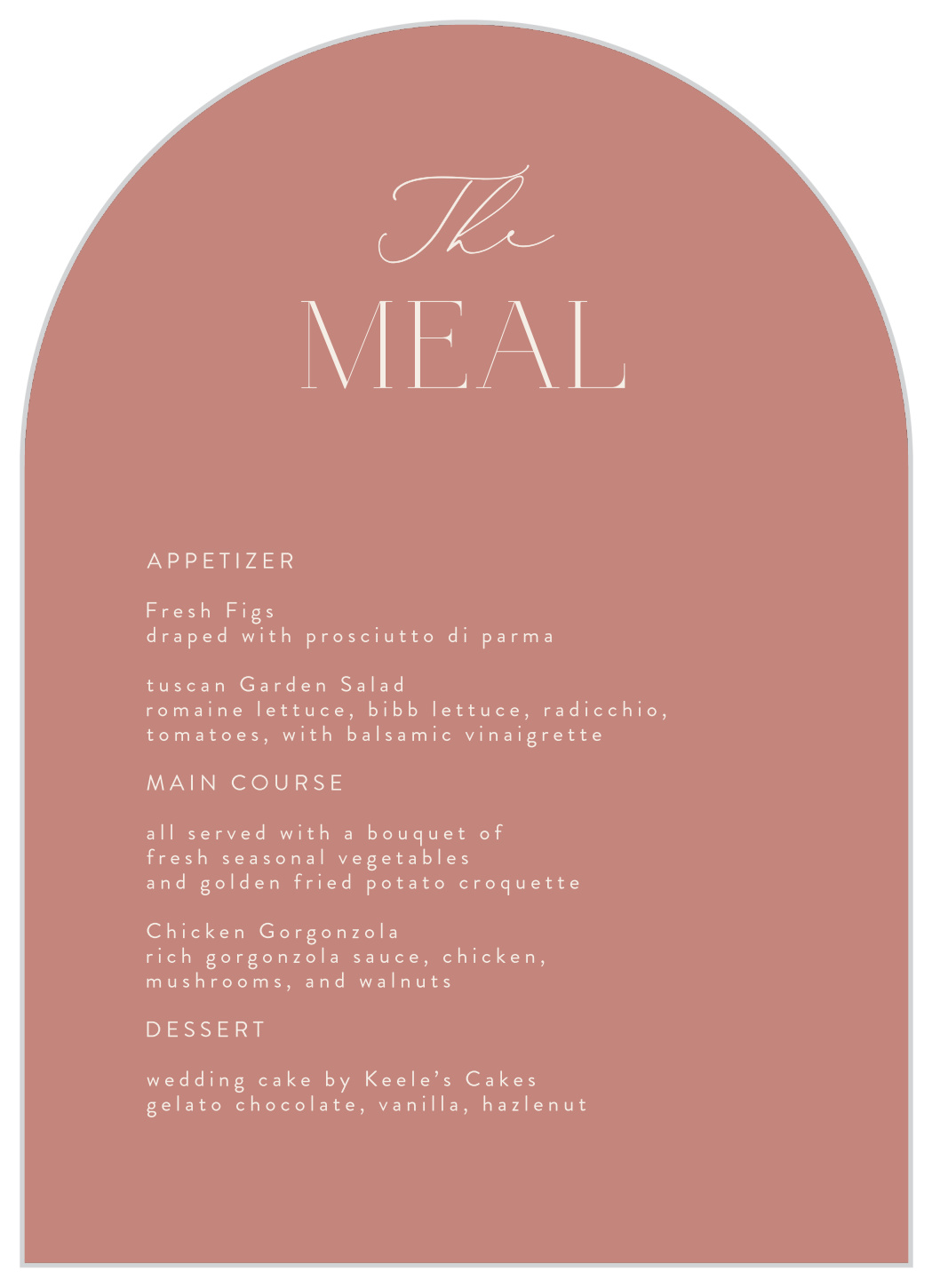 Warm Glow Wedding Arch Menus by Basic Invite