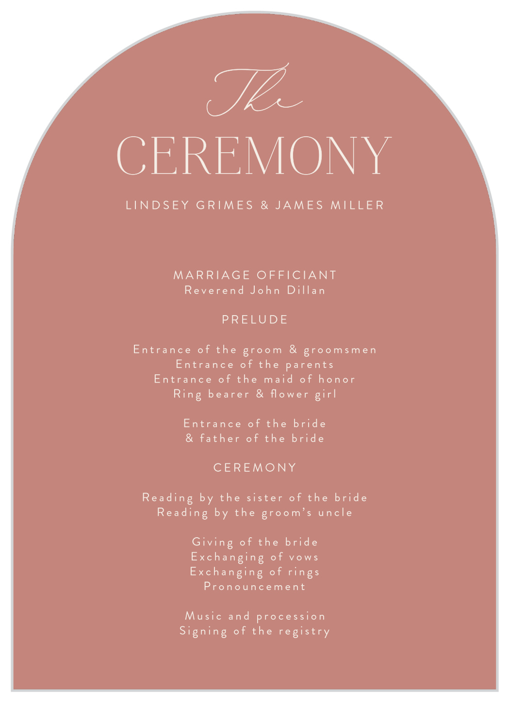 Warm Glow Wedding Arch Programs by Basic Invite