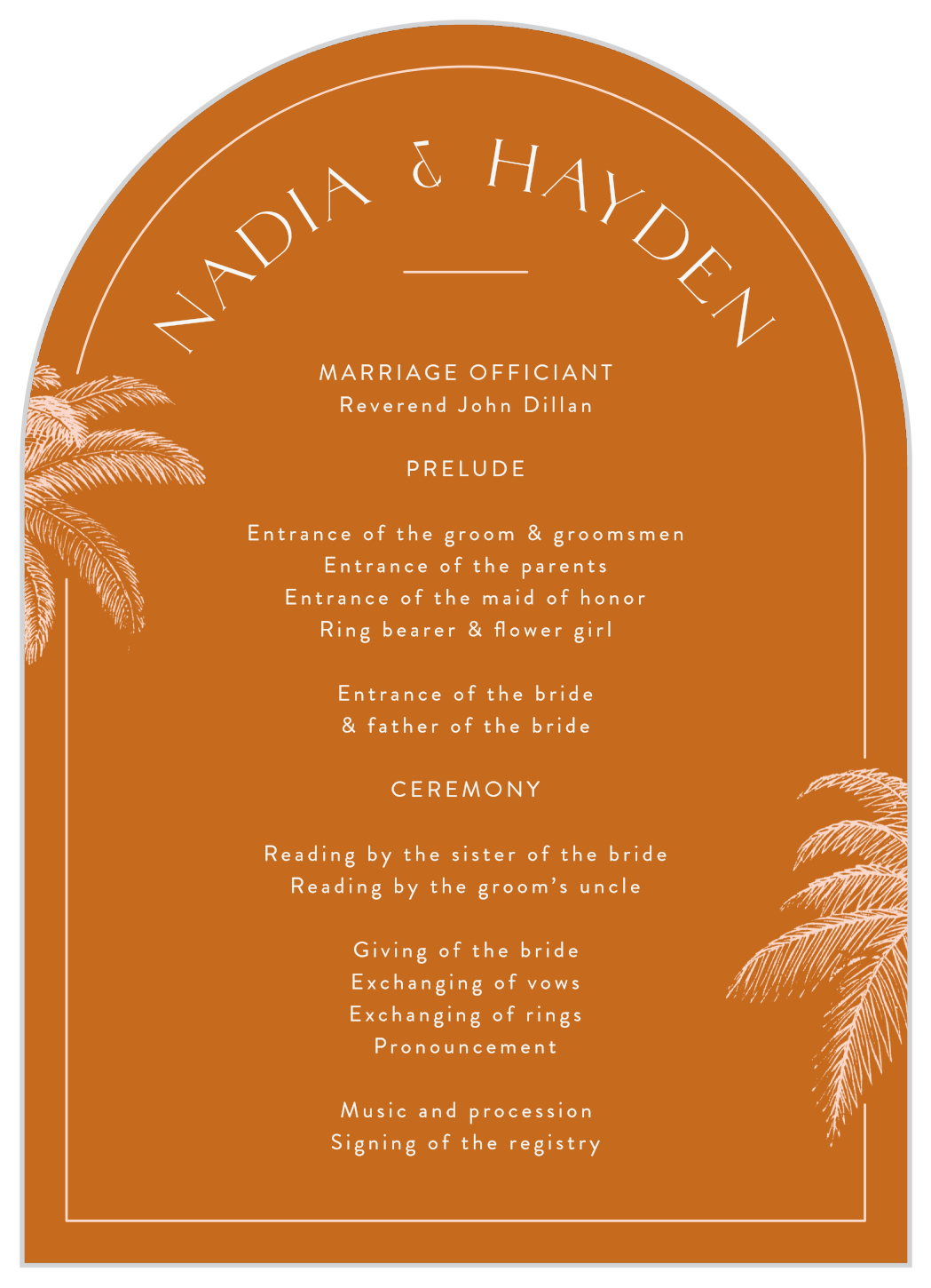 Pretty Palms Wedding Arch Invitations by Basic Invite