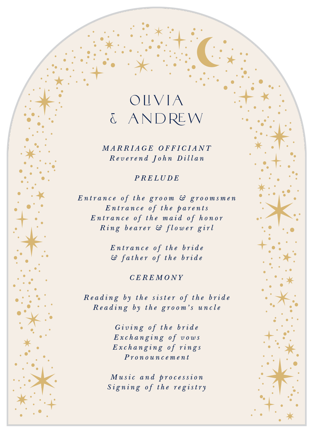 Celestial Stars Wedding Arch Programs by Basic Invite