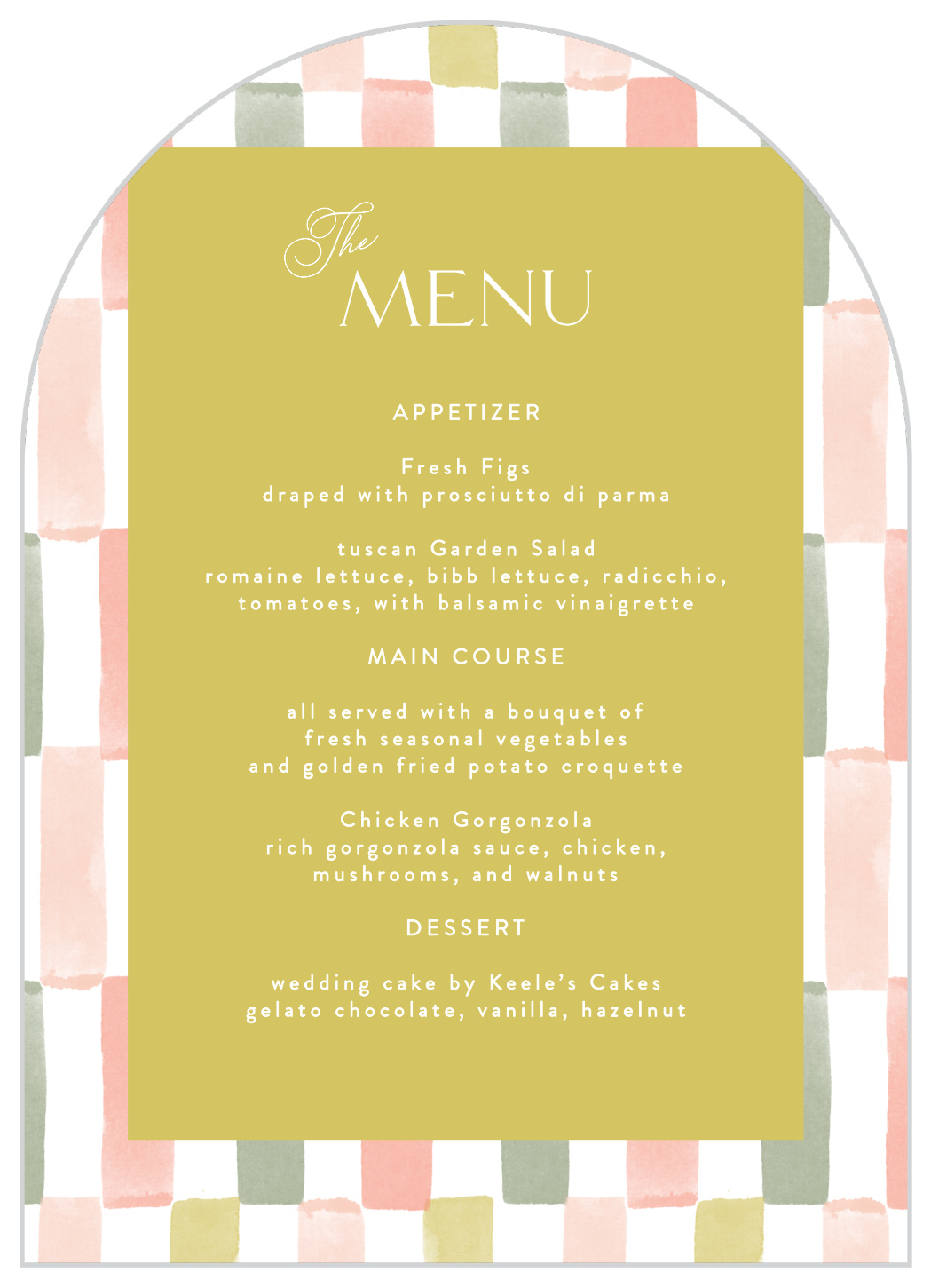 Painted Tile Wedding Arch Menus by Basic Invite