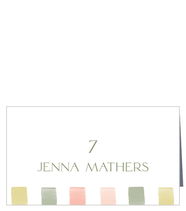 Painted Tile Wedding Arch Place Cards by Basic Invite
