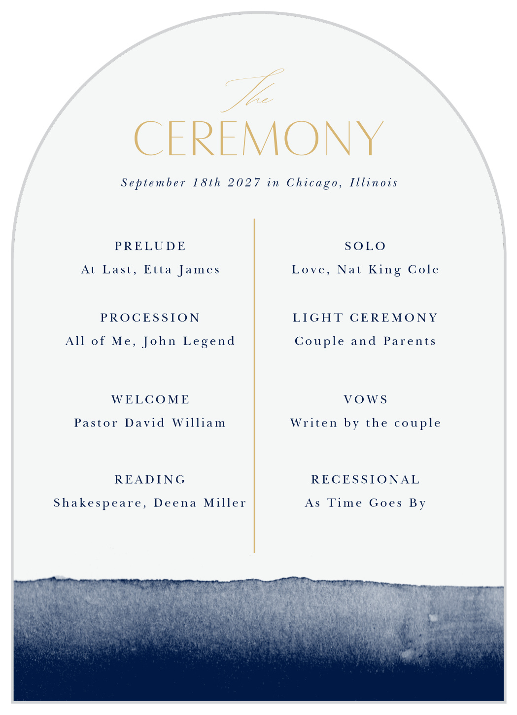 Arched Brushstrokes Wedding Arch Programs by Basic Invite