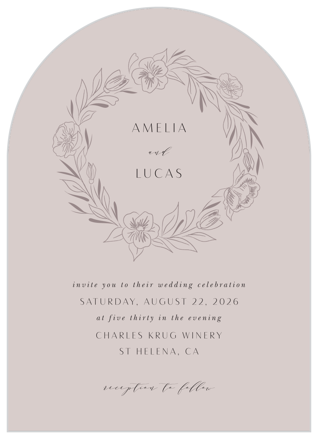 Wreath of Florals Wedding Arch Invitations by Basic Invite