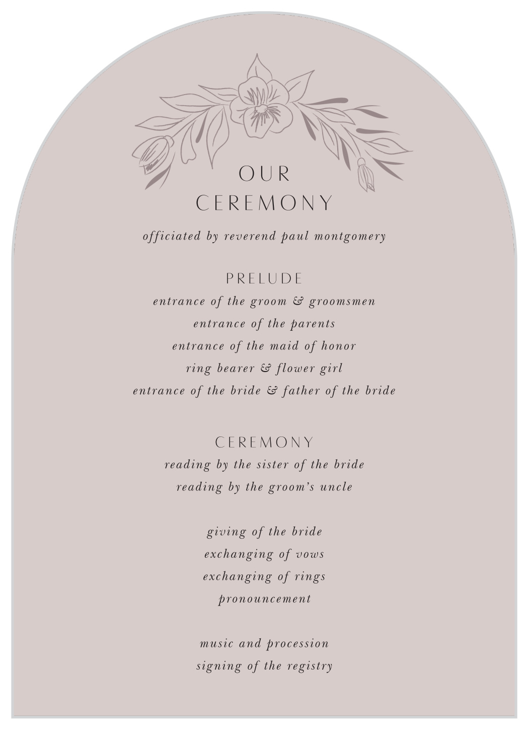 Wreath of Florals Wedding Arch Programs by Basic Invite