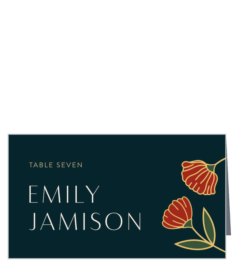 Deco Poppies Wedding Arch Place Cards by Basic Invite