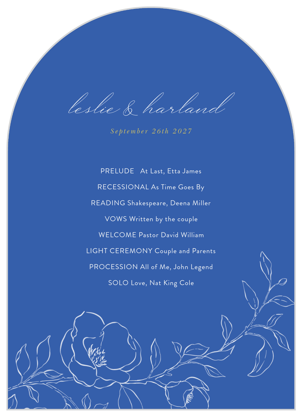 Summer Magnolias Wedding Arch Programs by Basic Invite