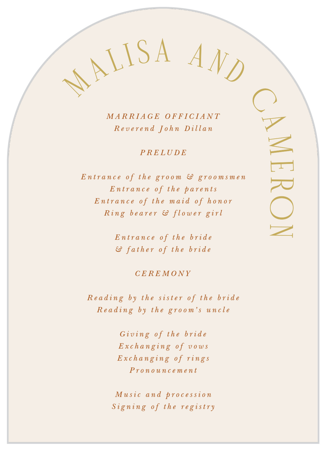 Type Arch Wedding Arch Programs by Basic Invite