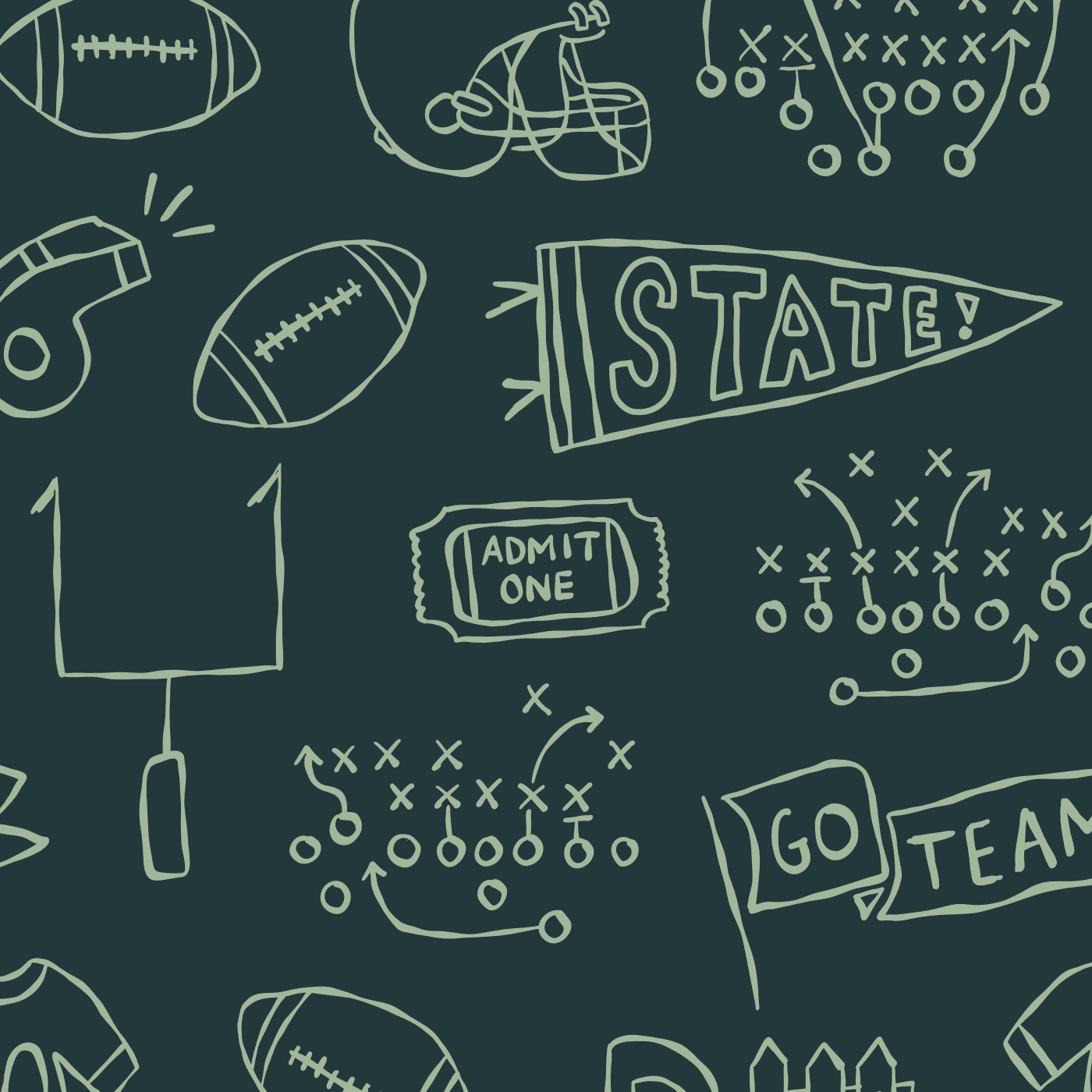 Football Doodles Peel And Stick Removable Wallpaper | Love vs. Design