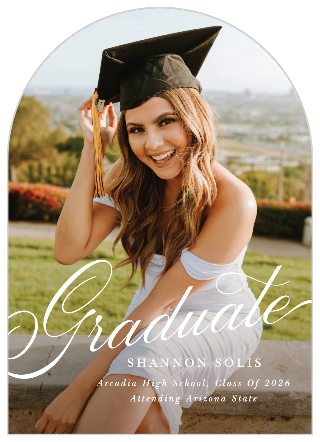 Simply Stated Arched Graduation Announcements by Basic Invite