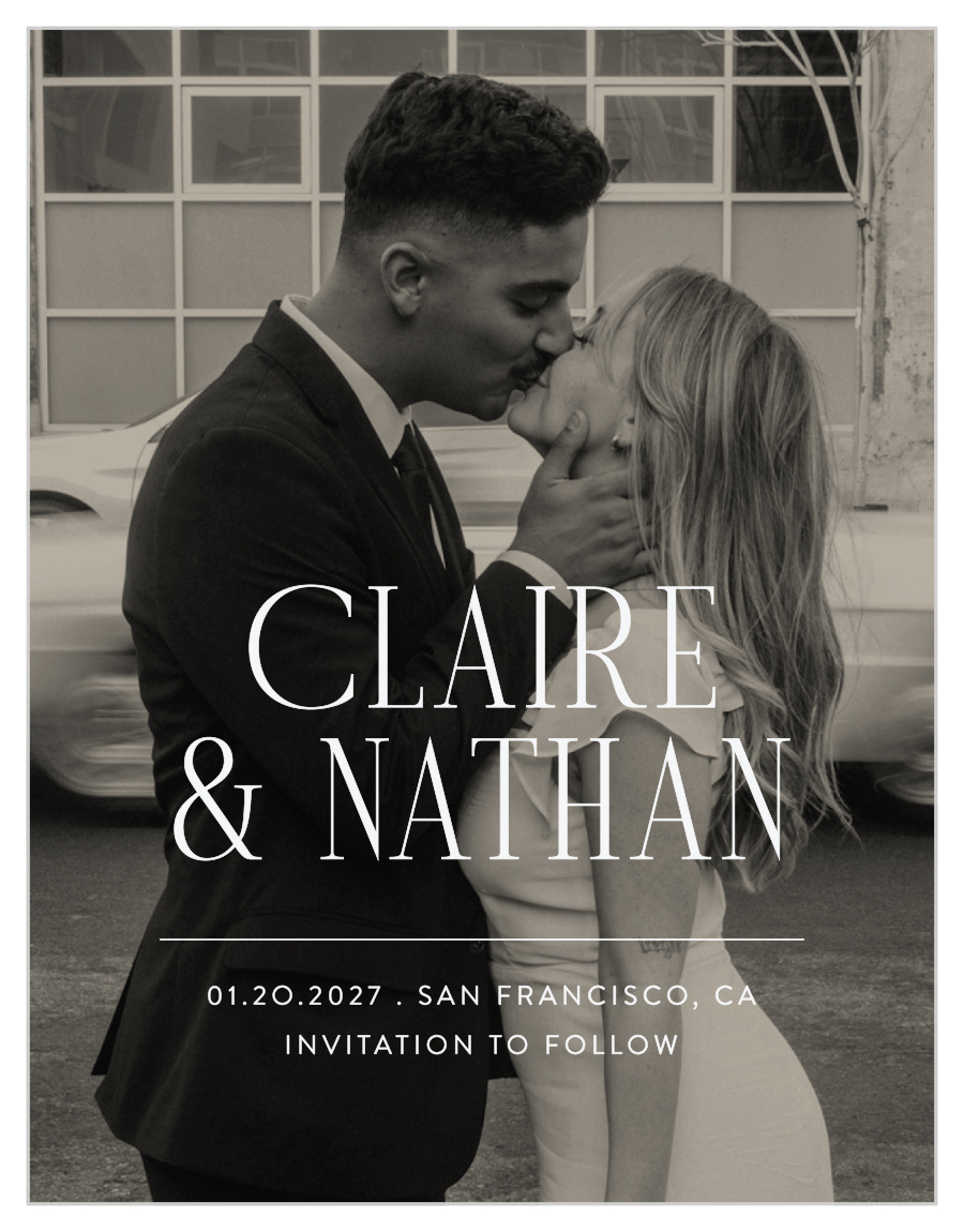 Minimal Typography Save the Date Cards by Basic Invite