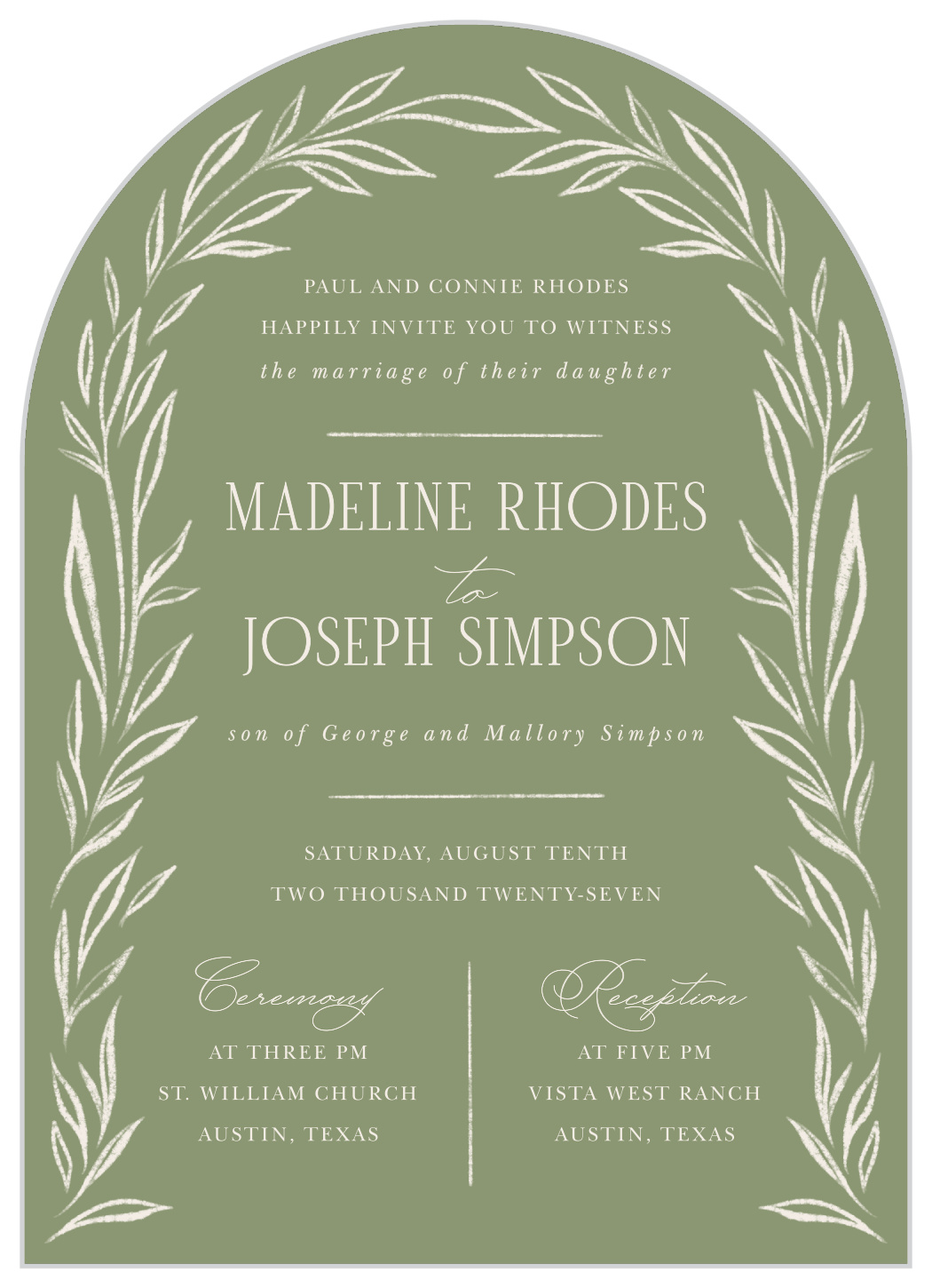 Charming Foliage Wedding Arch Invitations by Basic Invite