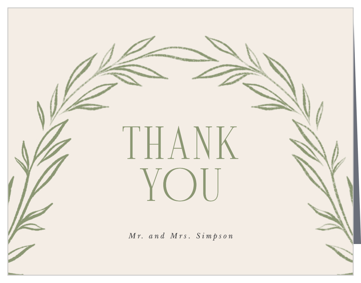 Charming Foliage Wedding Arch Thank You Cards by Basic Invite