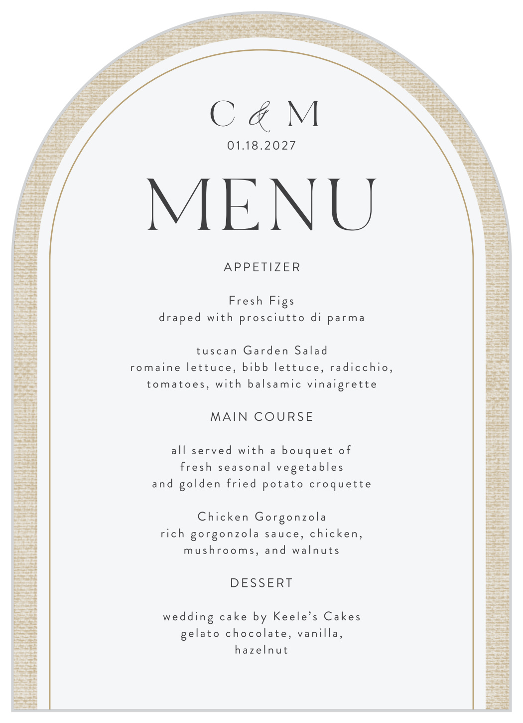 Timeless Elegance Wedding Arch Menus by Basic Invite