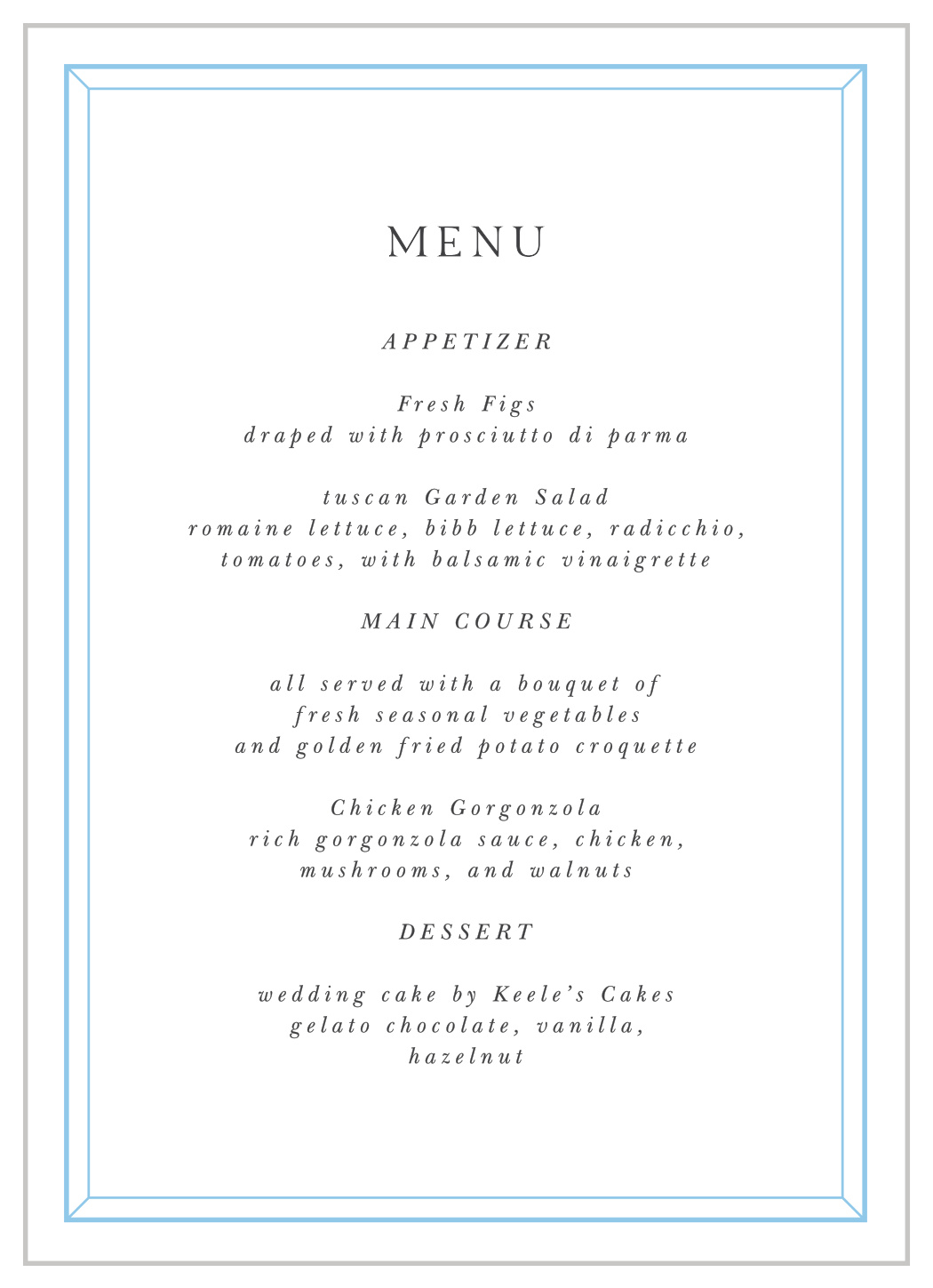 Soft Bevel Wedding Menus by Basic Invite