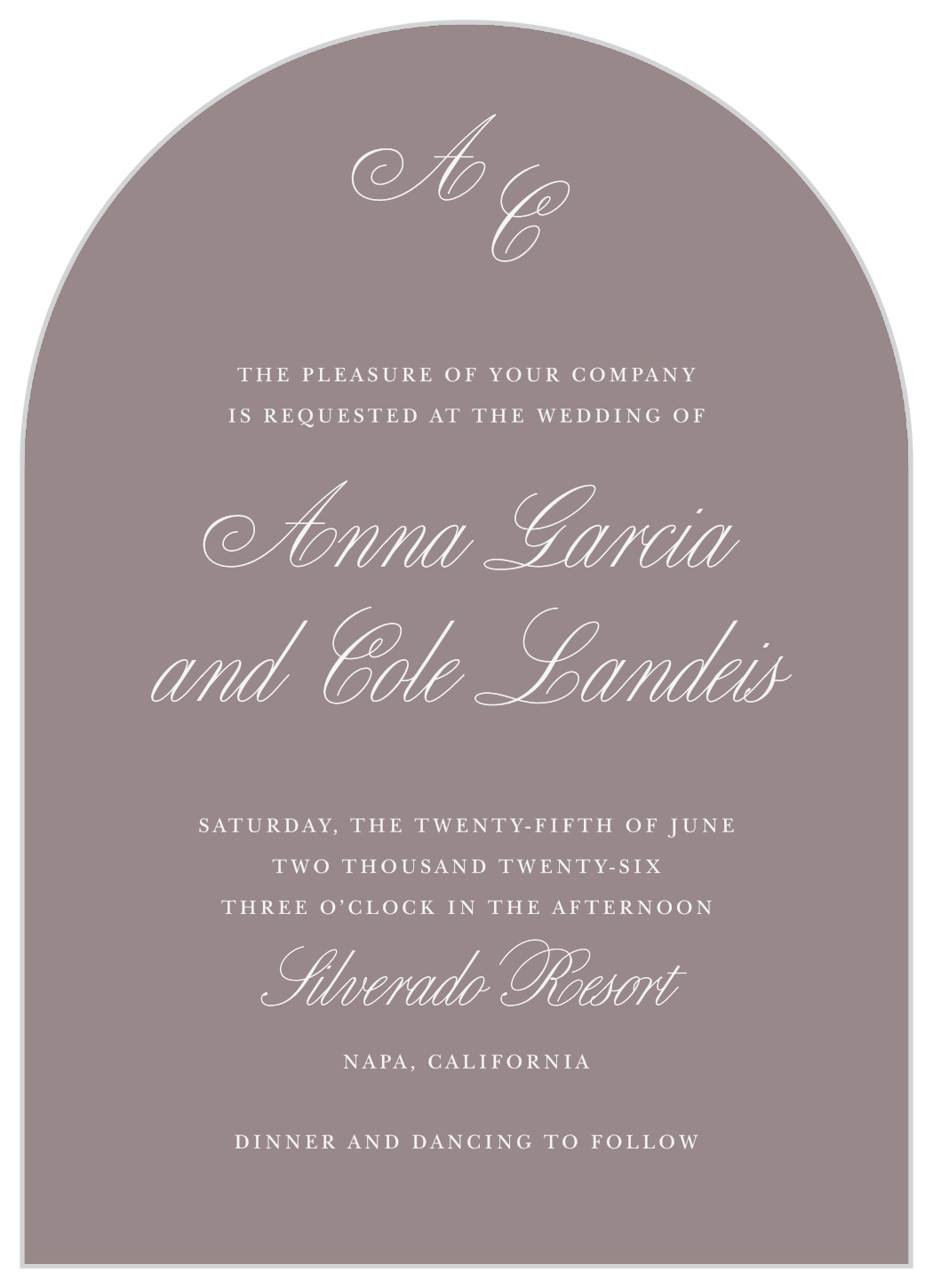 Scripty Monogram Wedding Arch Invitations by Basic Invite