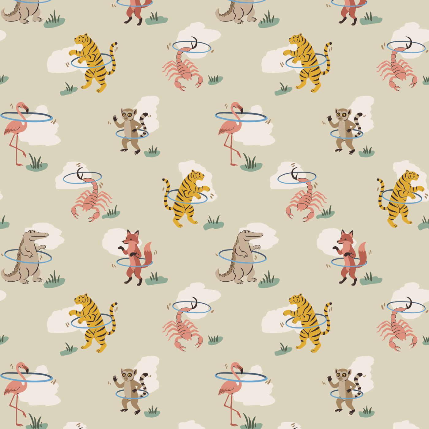 Hula Animals Peel and Stick Removable Wallpaper | Love vs. Design