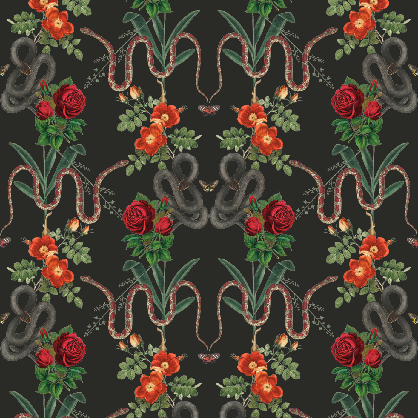 Snakes & Roses Peel and Stick Removable Wallpaper | Love vs. Design