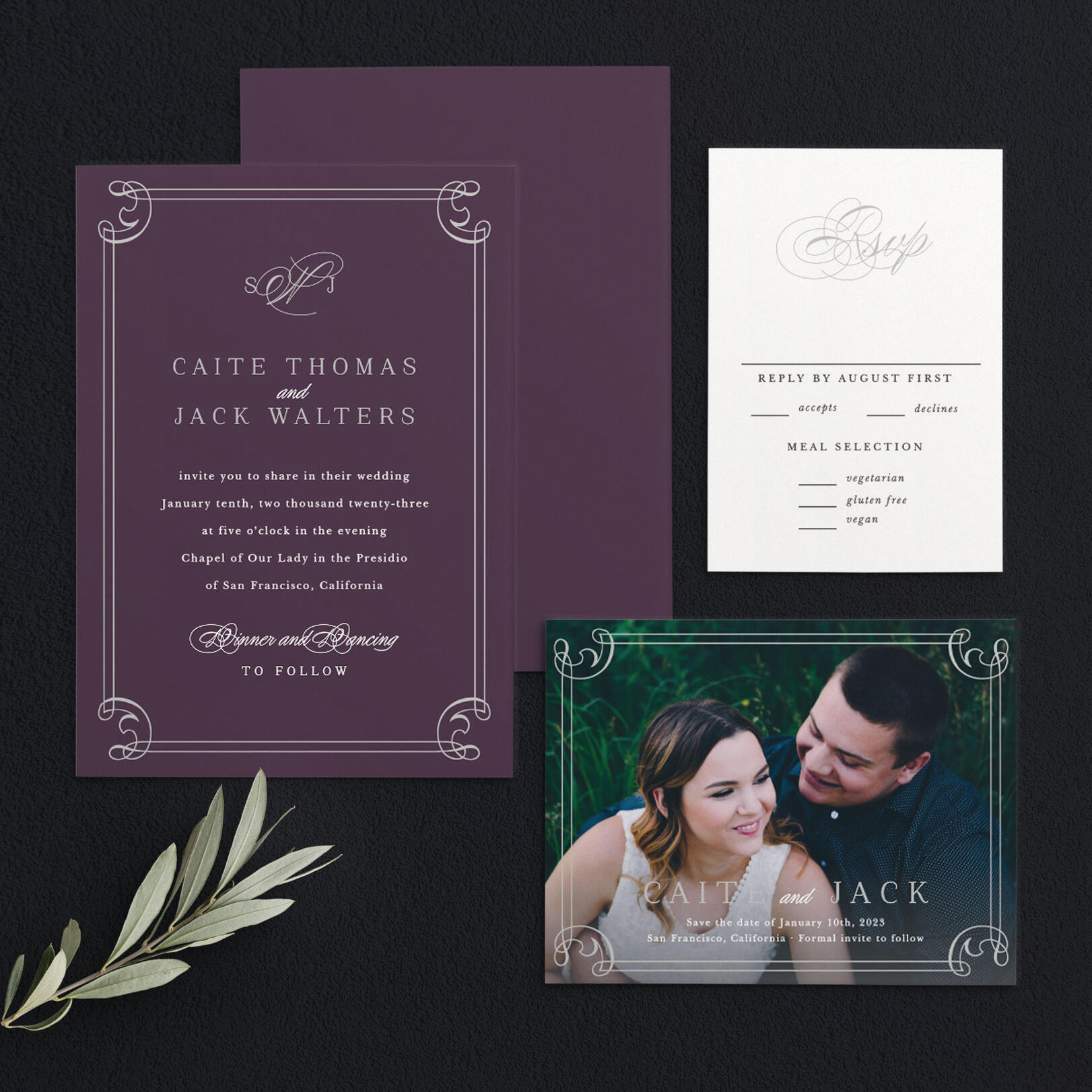 Victorian Frame Response Cards by Basic Invite