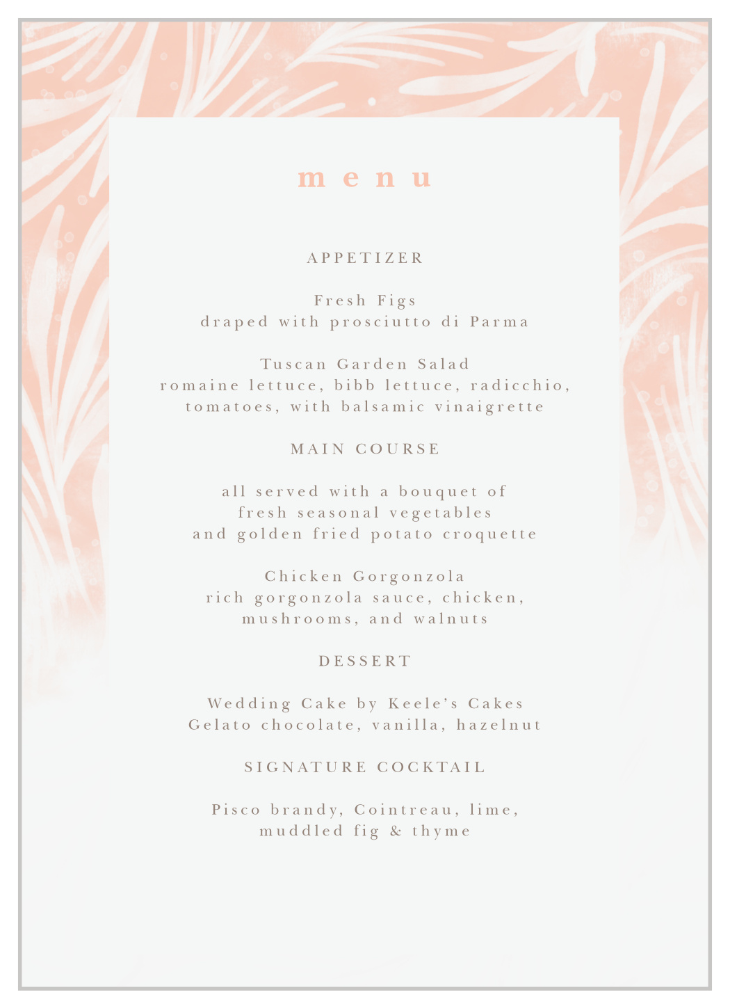 Floral Celebration Wedding Menus by Basic Invite