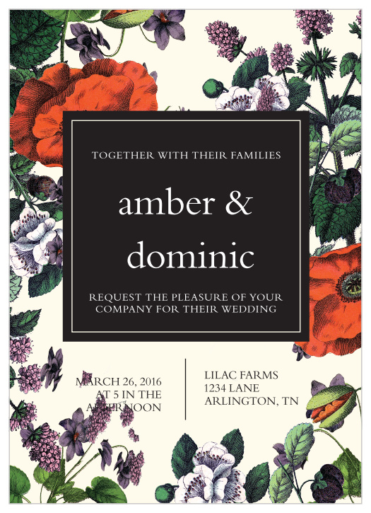 Vintage Botanical Wedding Invitation
