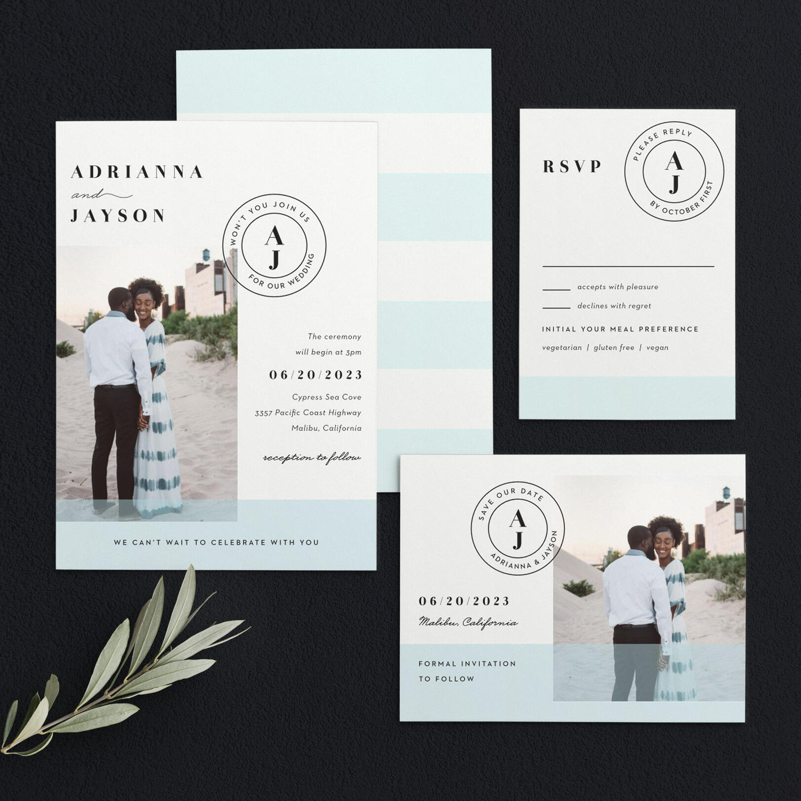 Sheer Stripe Response Cards by Basic Invite