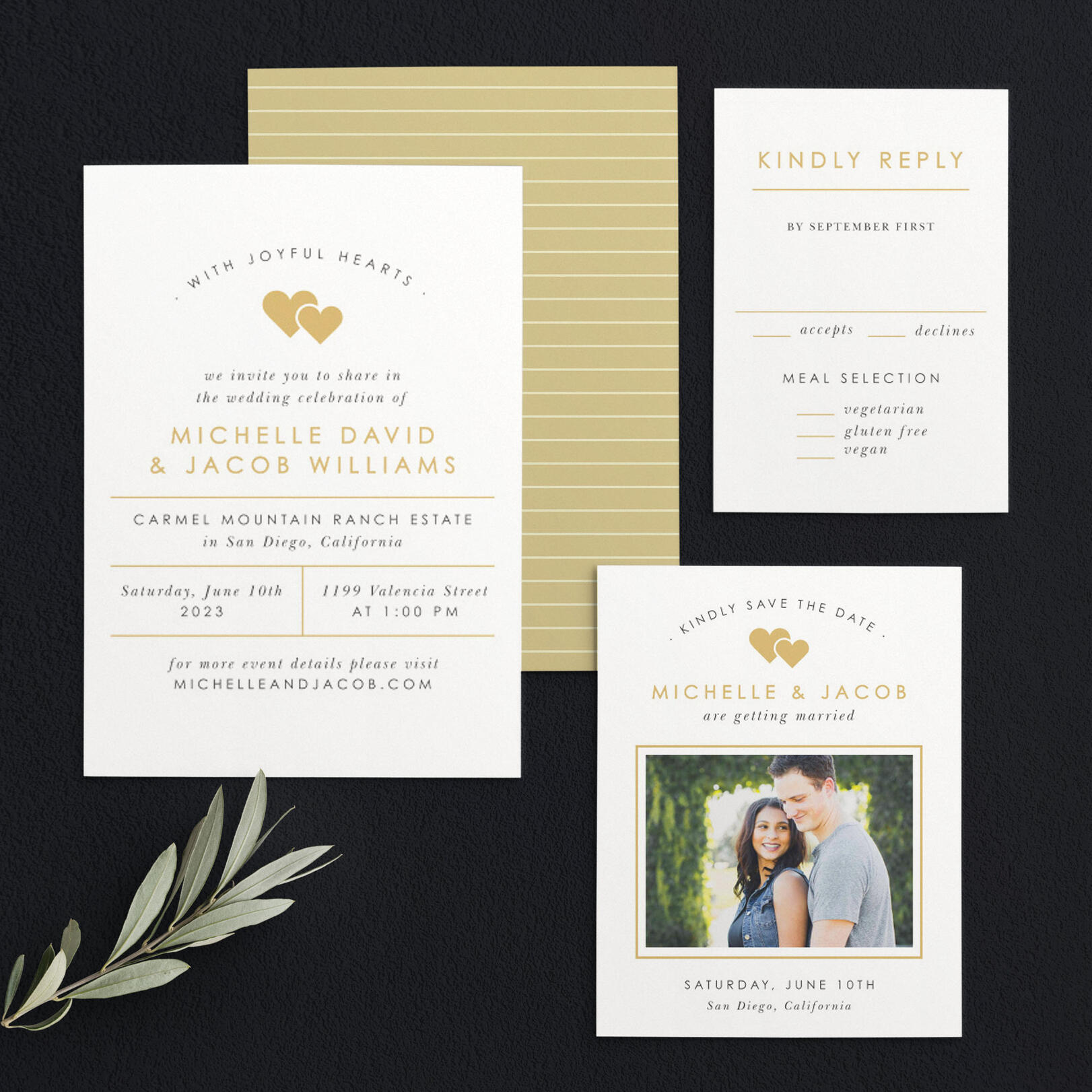 Double Hearts Response Cards by Basic Invite