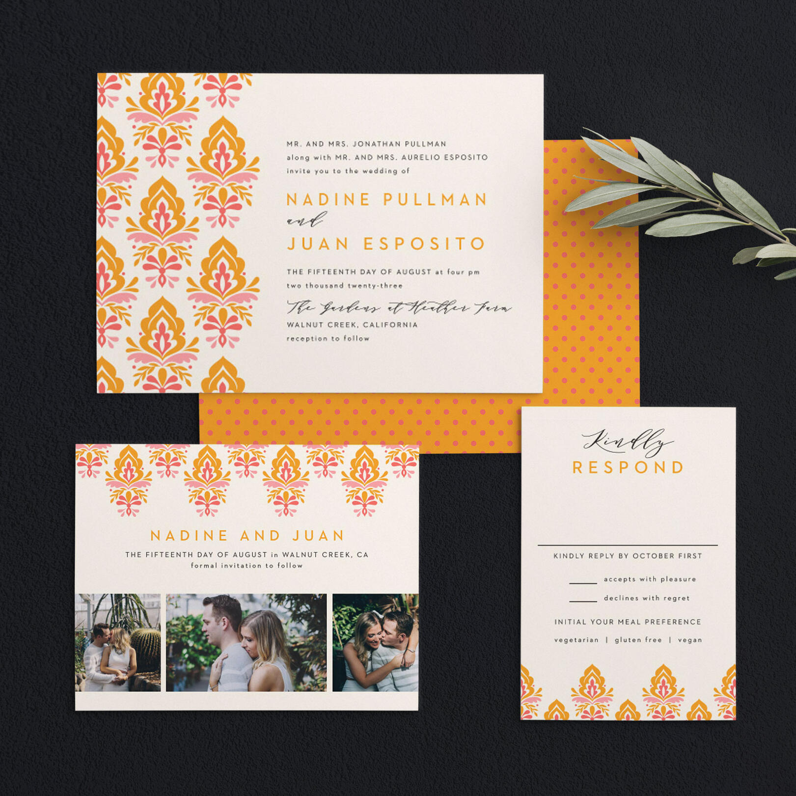Damask Sides Response Cards by Basic Invite