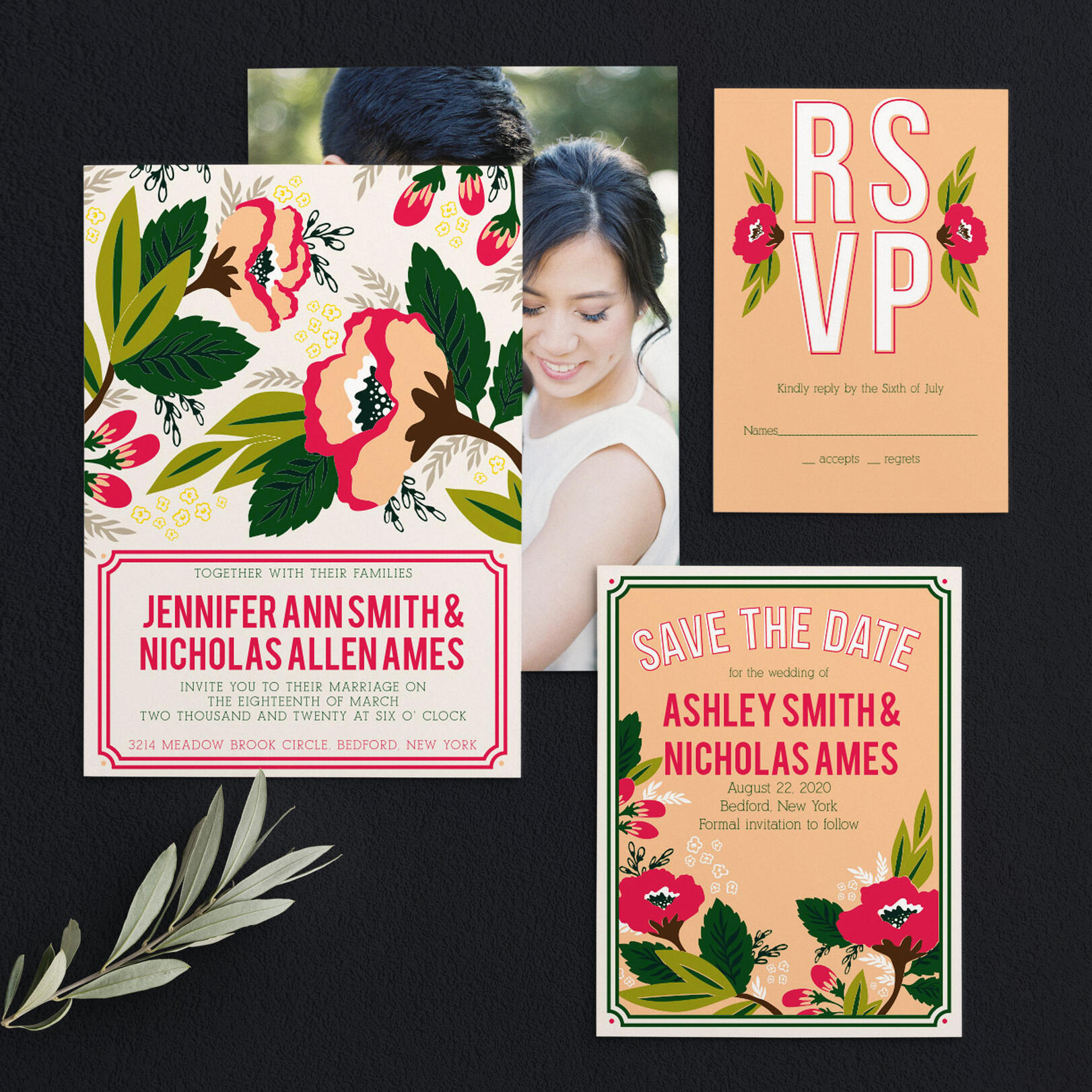 Bold Floral Save the Date Cards by Basic Invite