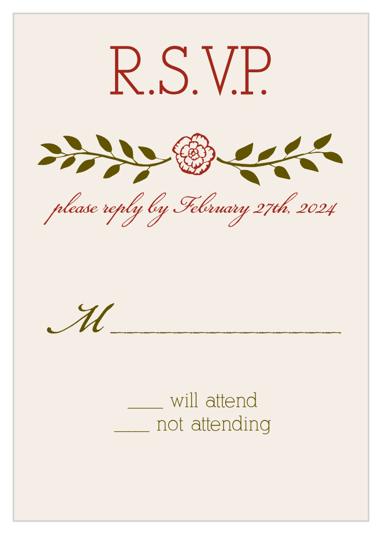 Illustrated Peonies Response Cards by Basic Invite