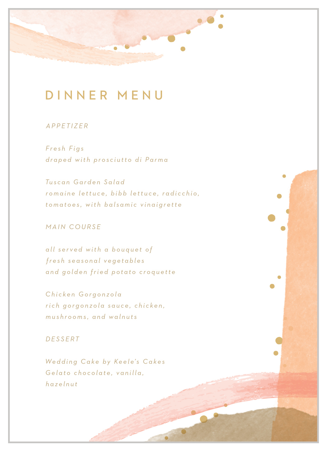 Modern Desert Wedding Menus by Basic Invite
