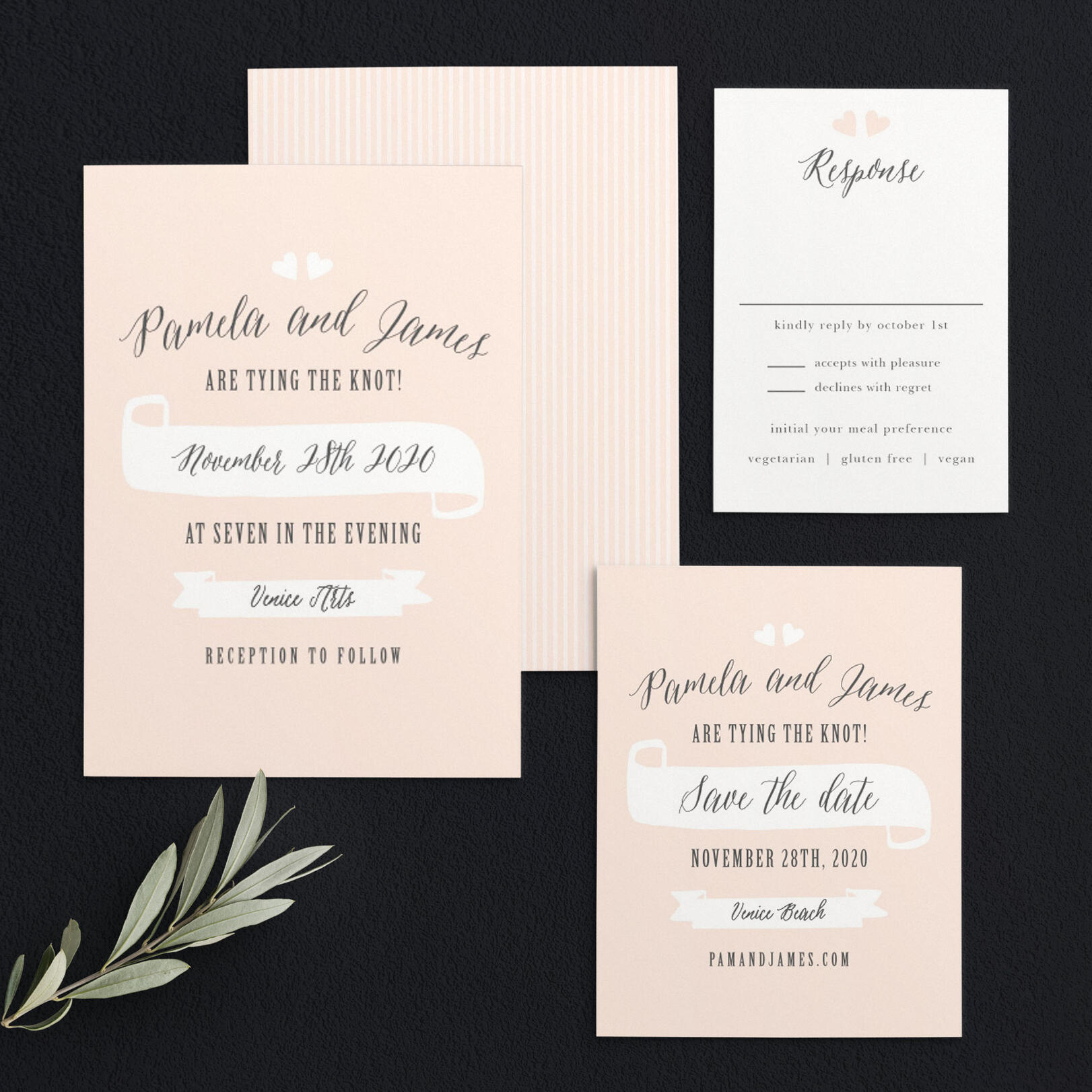 Floating Ribbon Save the Date Cards by Basic Invite