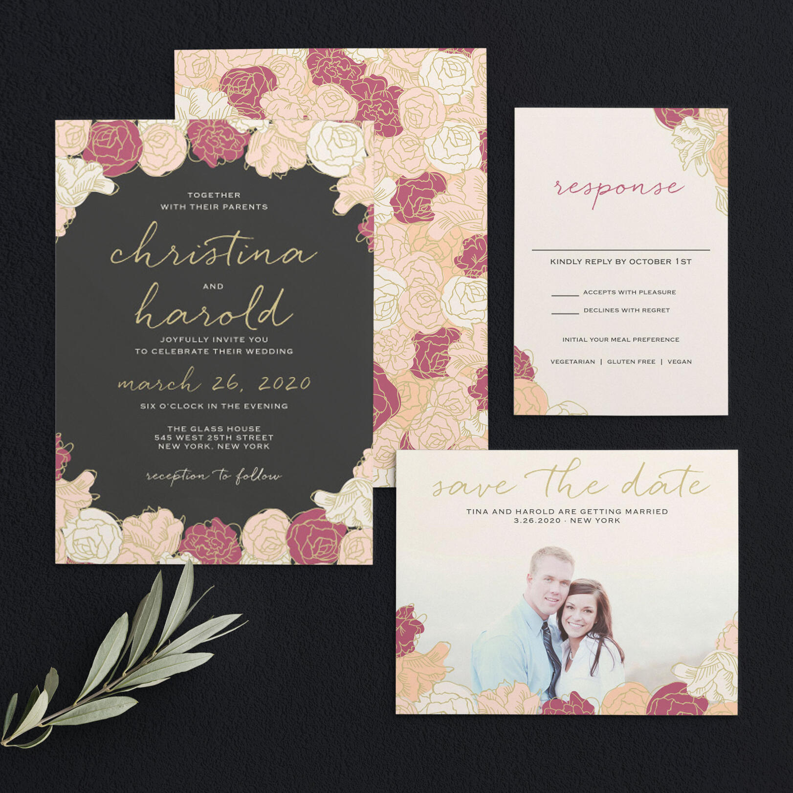 Elegant Blooms Wedding Invitations by Basic Invite