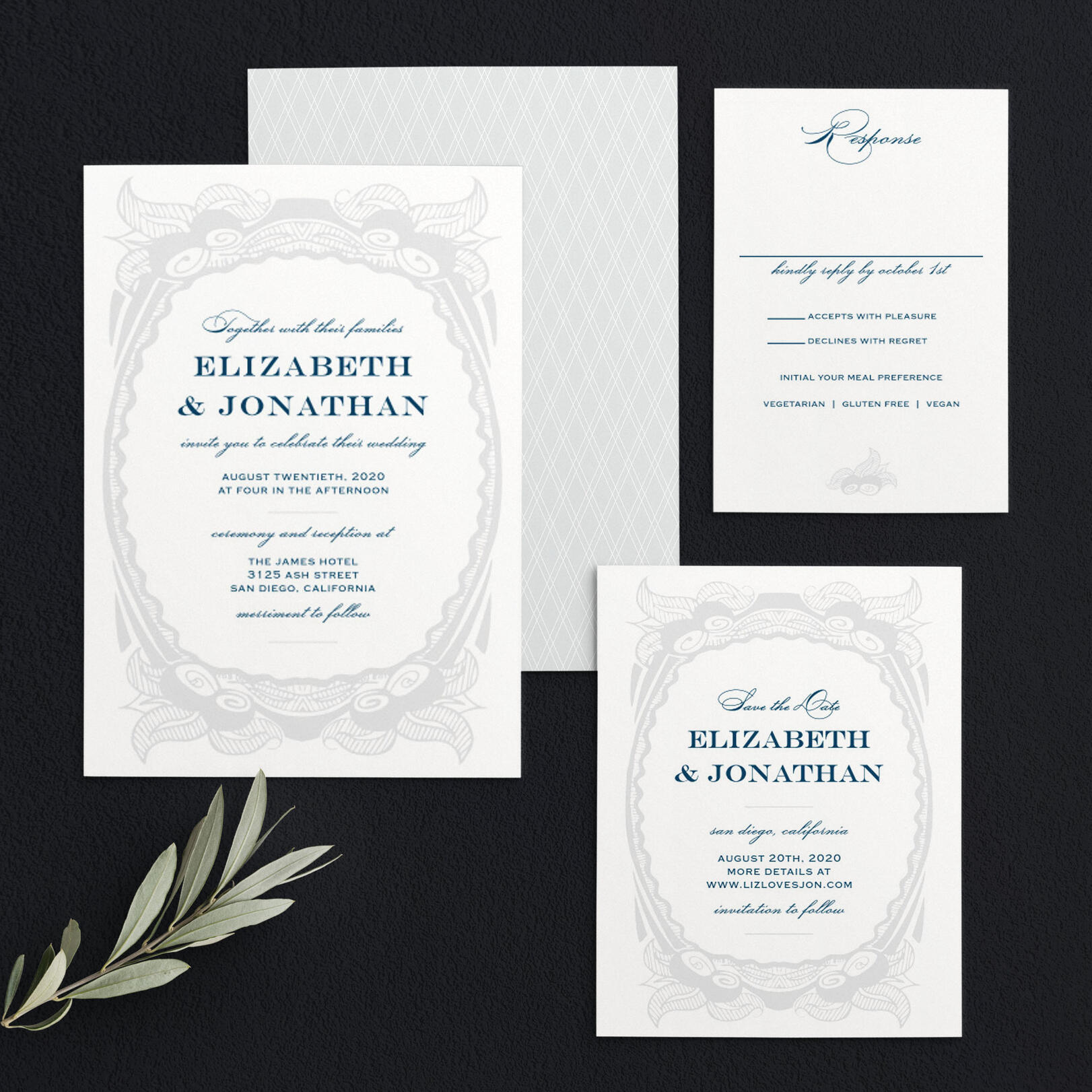 Botanic Border Wedding Invitations by Basic Invite