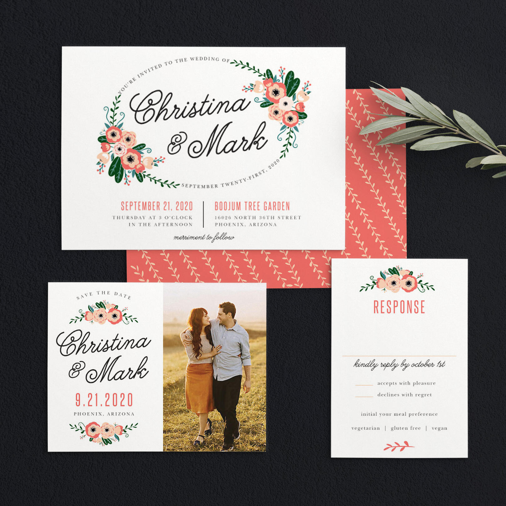 Botanical Love RSVP Cards by Basic Invite