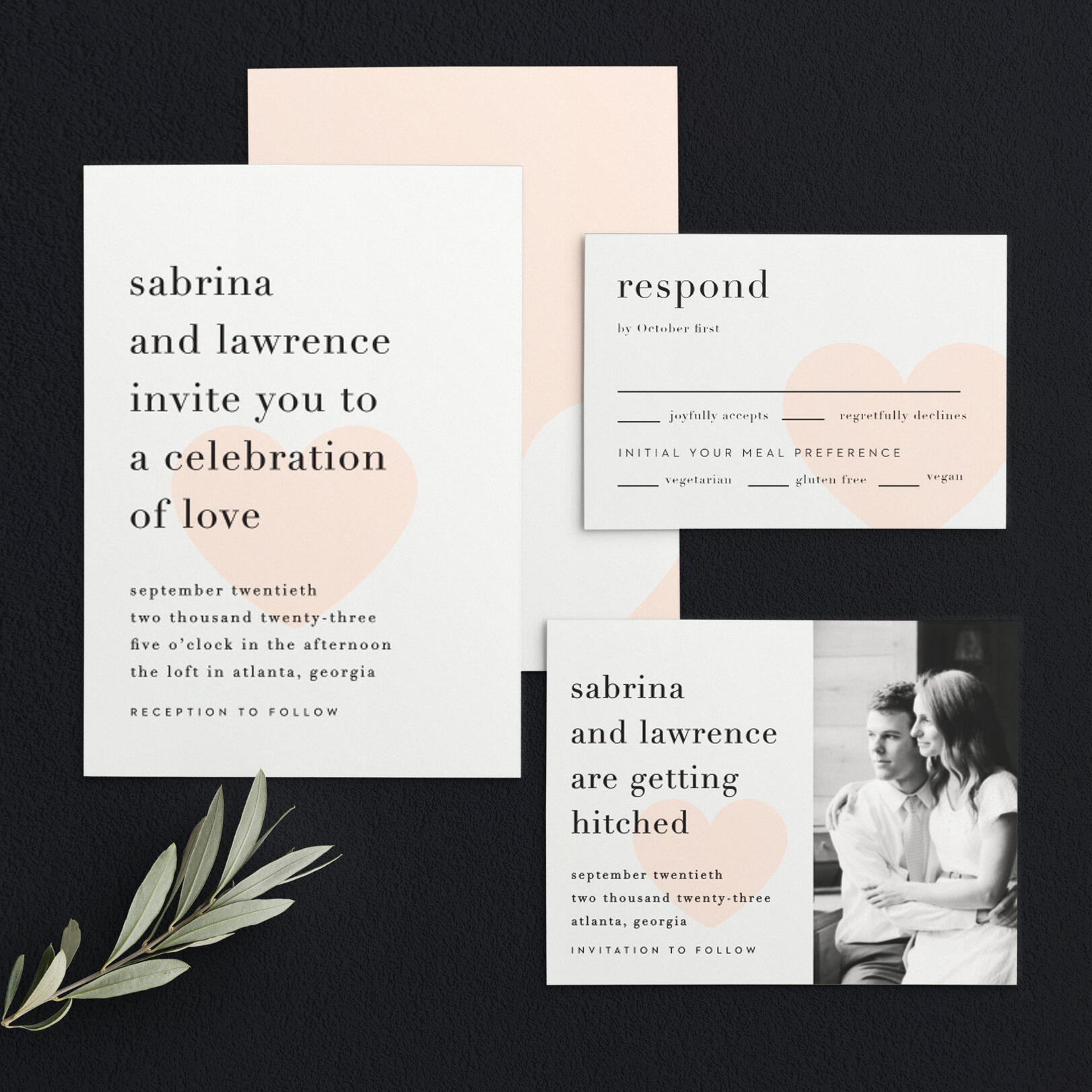 Heart to Heart Response Cards by Basic Invite