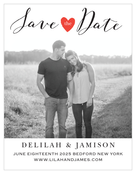 Script Heart Save the Date Magnets by Basic Invite
