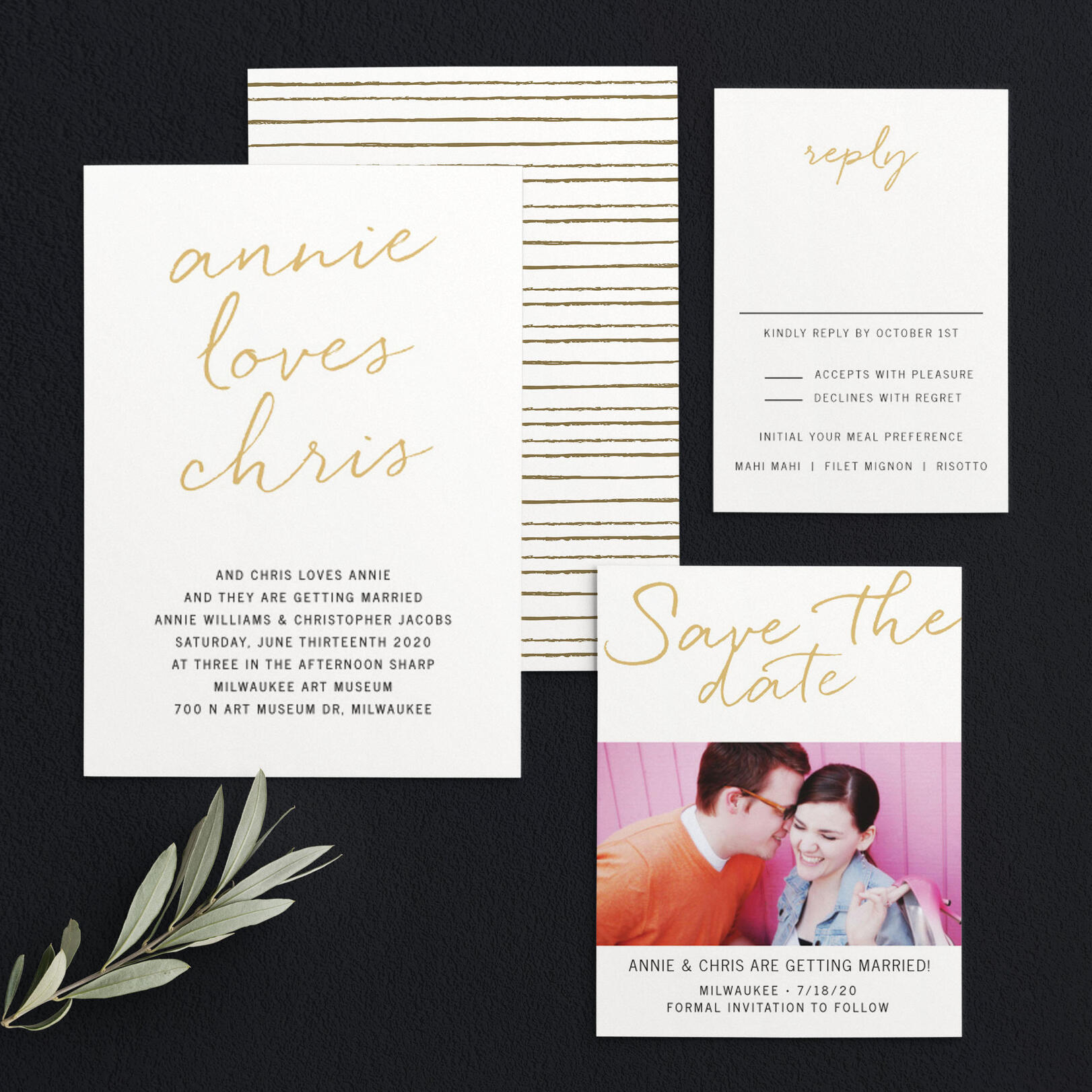 Brush Script Foil Wedding Invitation