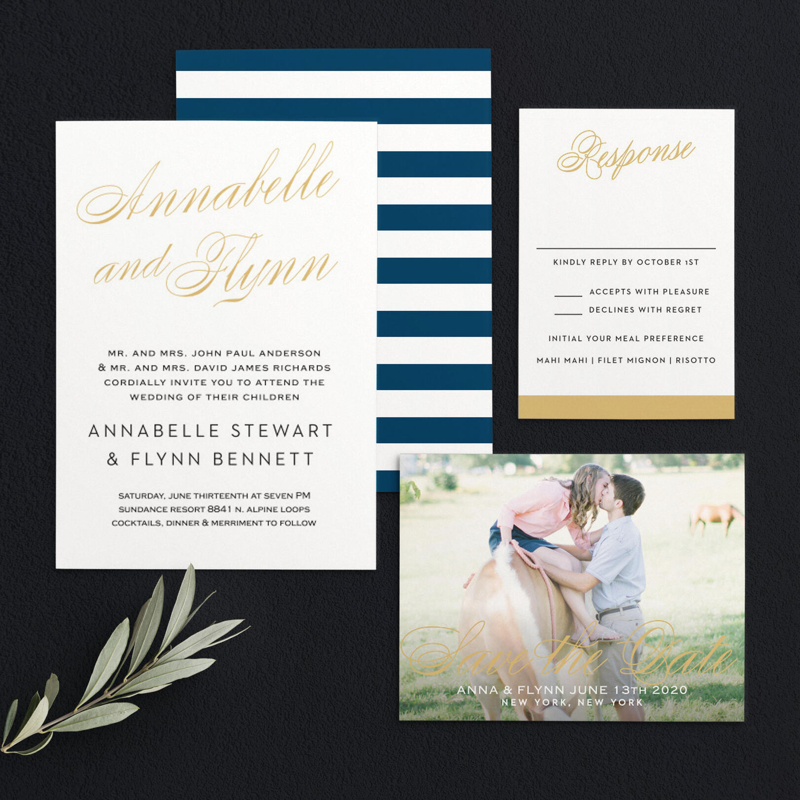 Statement Script Foil Save the Date Cards by Basic Invite