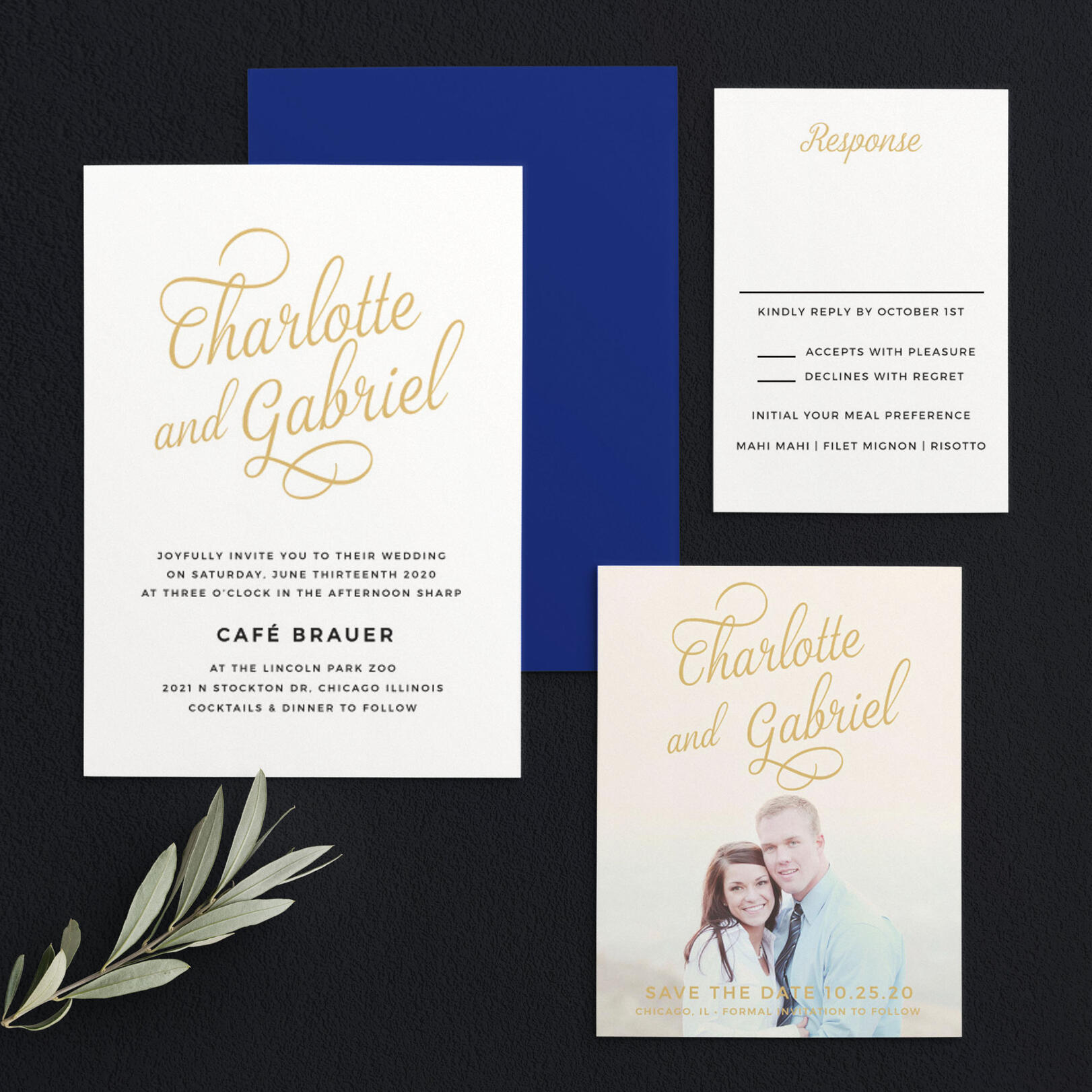 Script Emblem Foil Save the Date Cards by Basic Invite