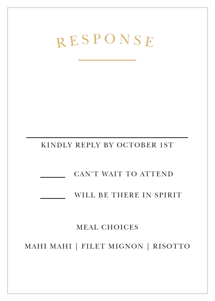 Response Cards with Menu Choices Wording